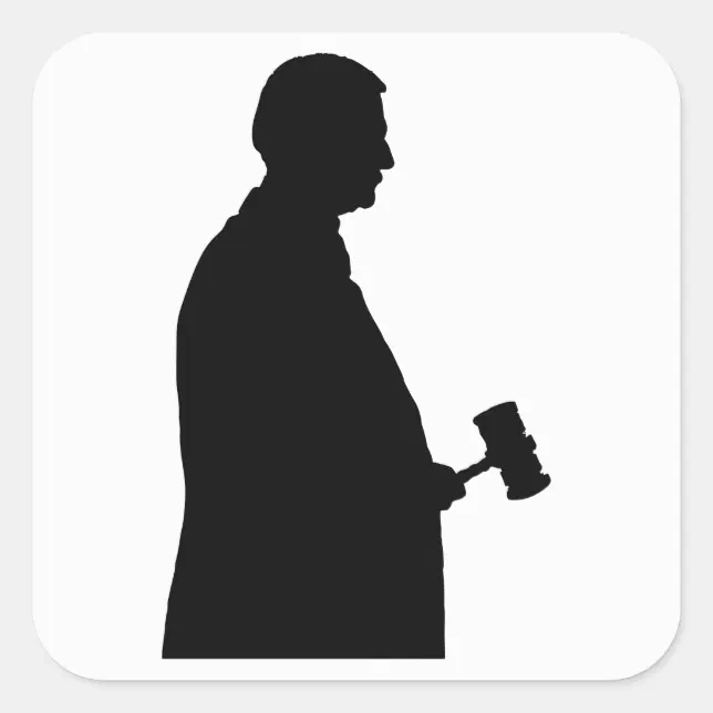 Judge With Gavel Silhouette Square Sticker | Zazzle