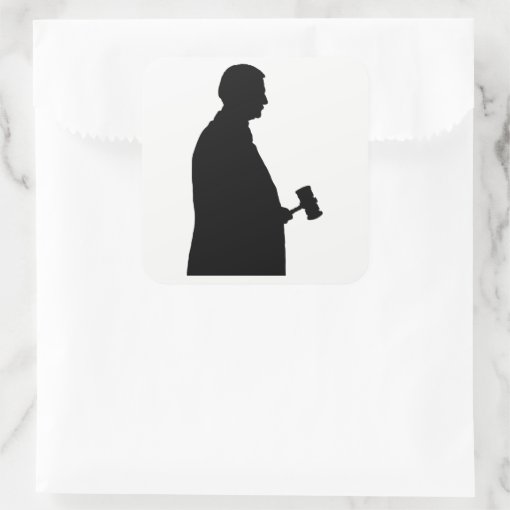 Judge With Gavel Silhouette Square Sticker | Zazzle