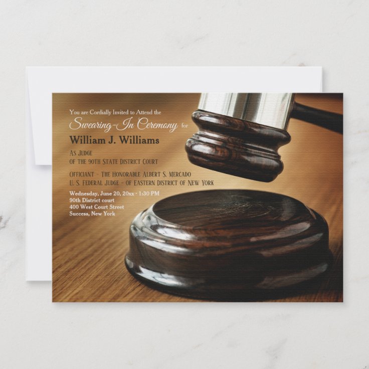 Judgement Gavel and Sound Block Swearing-In Invitation | Zazzle
