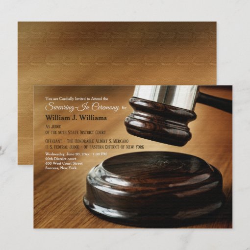 Judgement Gavel and Sound Block Swearing-In Invitation | Zazzle