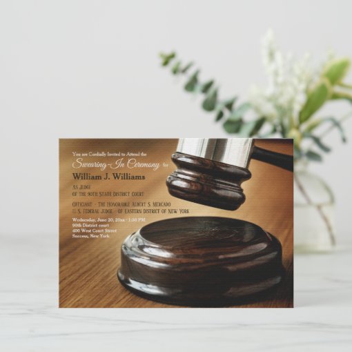 Judgement Gavel and Sound Block Swearing-In Invitation | Zazzle