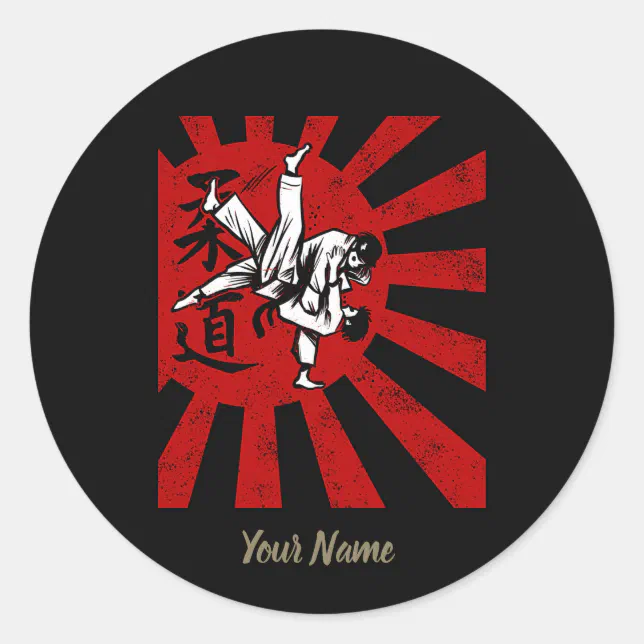 Judo Martial Arts Japanese Vintage Retro Design Classic Round Sticker ...