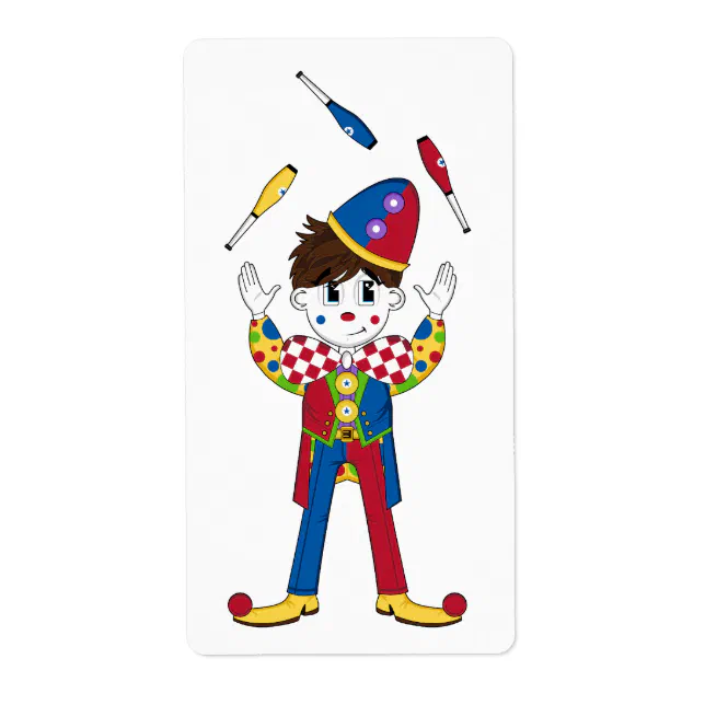 Juggling Circus Clown Sticker Label | Zazzle