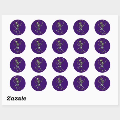 Juggling Jester Skeleton Classic Round Sticker | Zazzle
