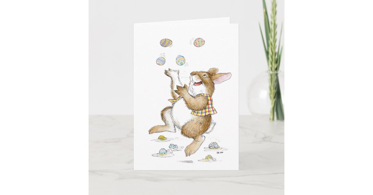 Juggling Rabbit Easter Card | Zazzle