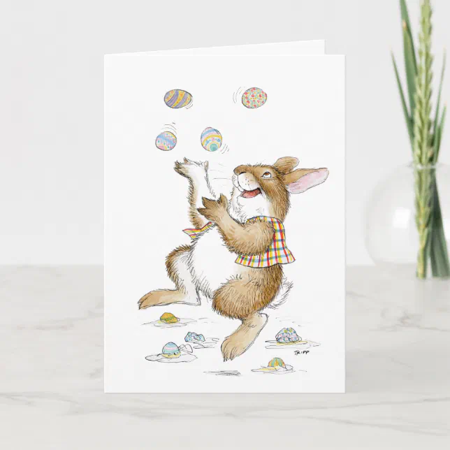 Juggling Rabbit Easter Card | Zazzle