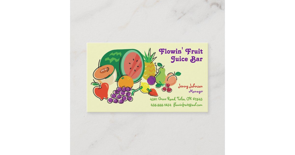 Juice Bar & Smoothies_Totally Fruity Business Card | Zazzle