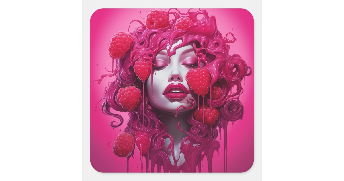 Juicified Raspberry Lady Square Sticker | Zazzle