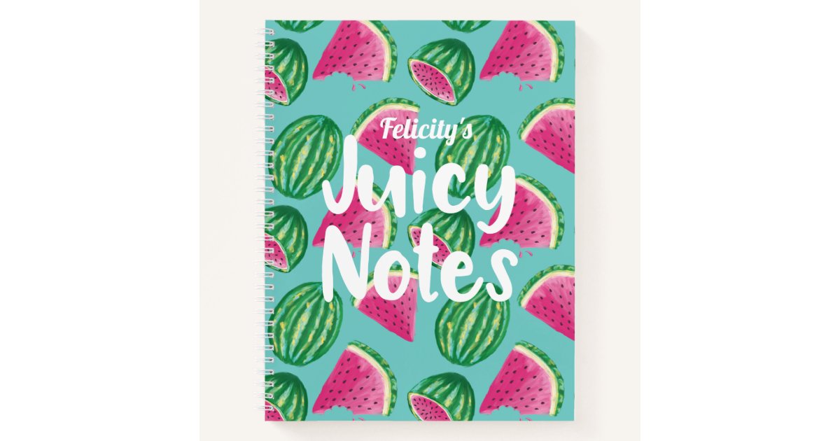 Juicy Notes | Watercolor Watermelon Fruit Pattern Notebook | Zazzle