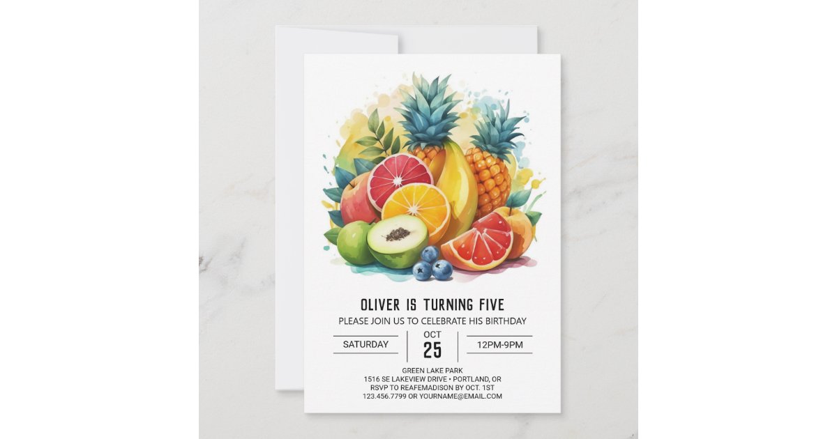 Juicy Online Boho Fruits Birthday Invitation | Zazzle