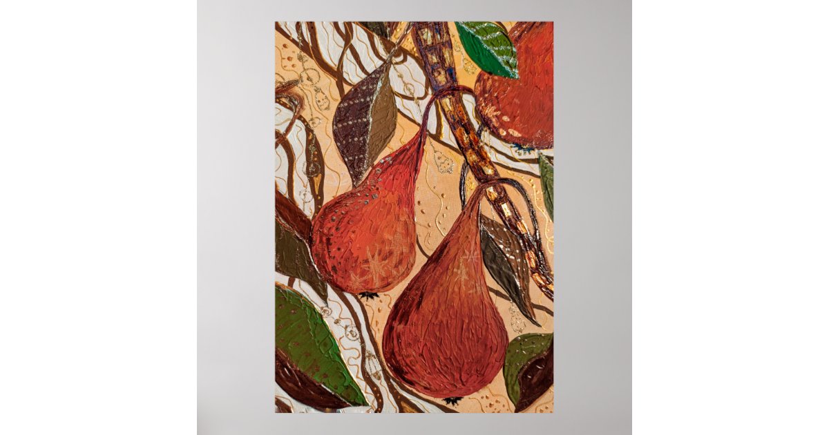 Juicy pear Fruit Botany Poster | Zazzle