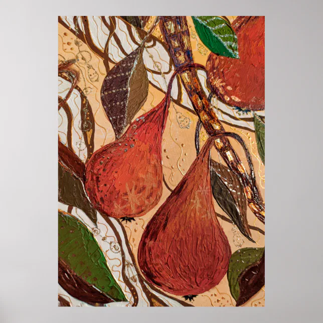 Juicy pear Fruit Botany Poster | Zazzle