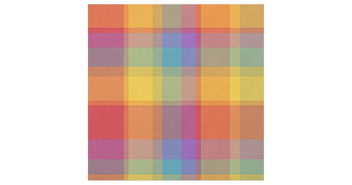 Juicy Rainbow Plaid Fabric | Zazzle