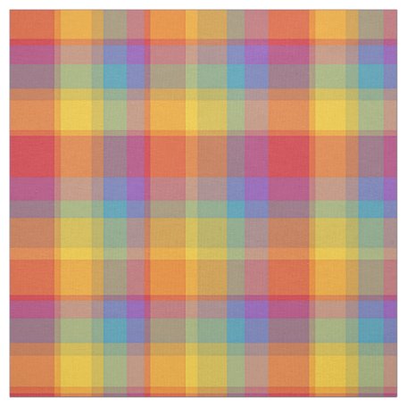 Beautiful Rainbow Plaid Fabric | Zazzle