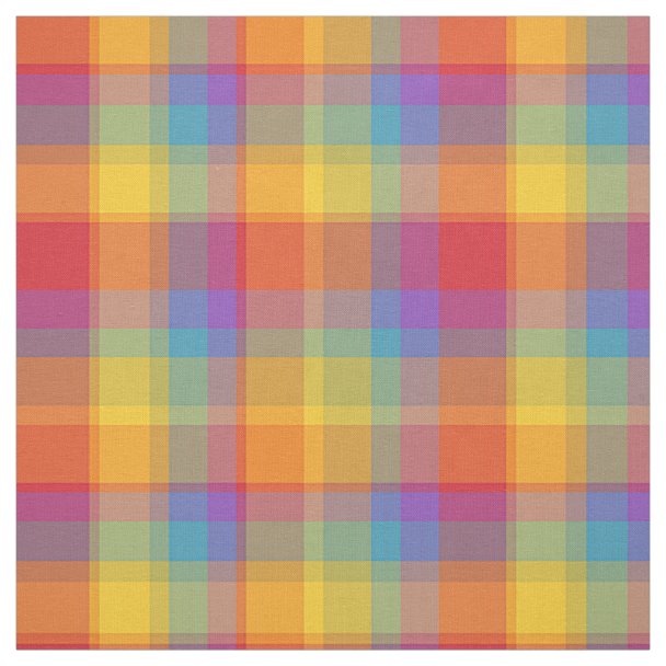 Bright Rainbow Plaid Pattern Fabric | Zazzle.com