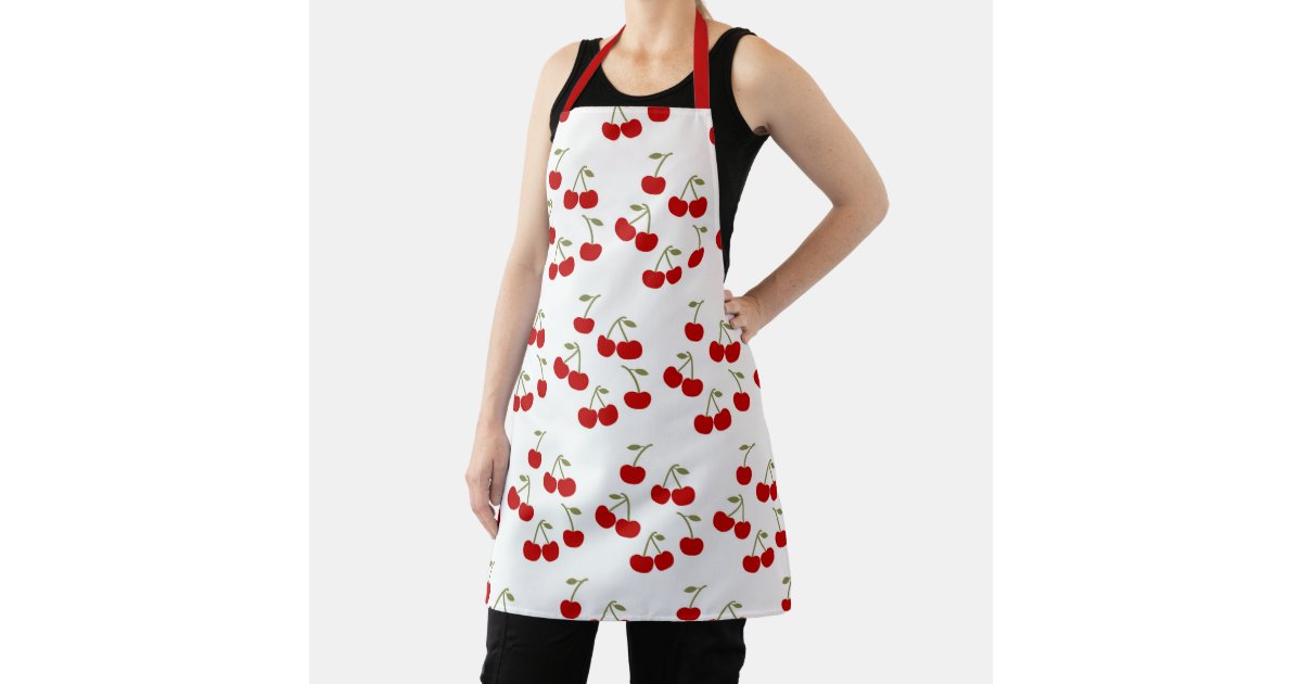 Juicy Red Cherries Apron | Zazzle
