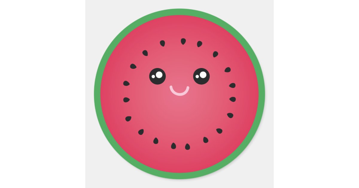 Juicy Watermelon Slice Cute Kawaii Funny Foodie Classic Round Sticker ...
