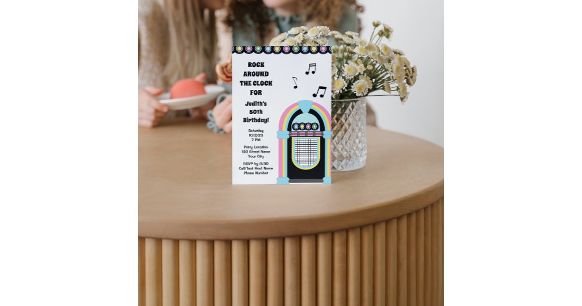Jukebox 50's Birthday Party Invitation | Zazzle