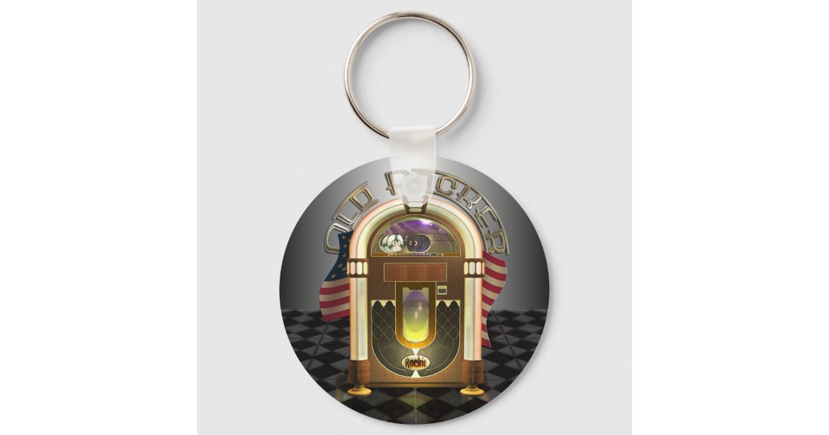 Jukebox Old Rocker Keychain | Zazzle