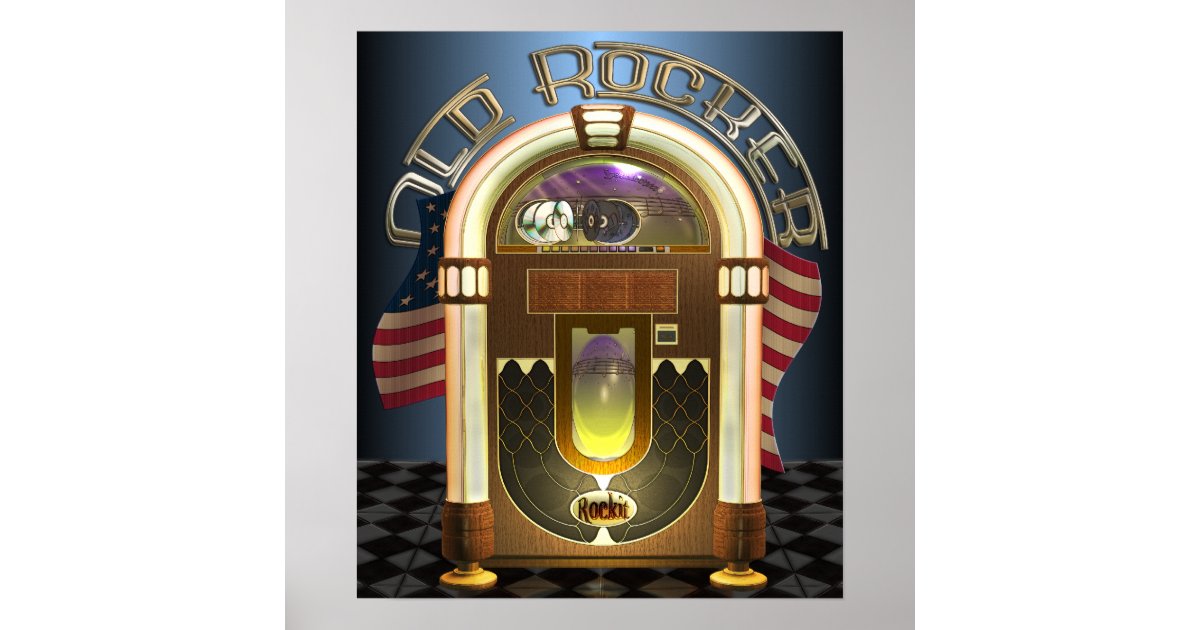 Jukebox Old Rocker Poster | Zazzle
