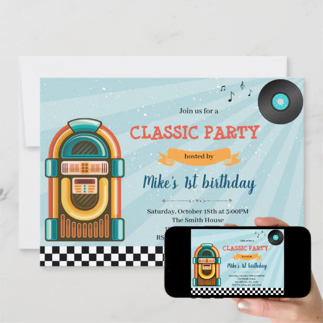 Jukebox sock hop invitation | Zazzle