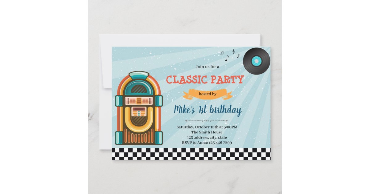 Jukebox sock hop invitation | Zazzle