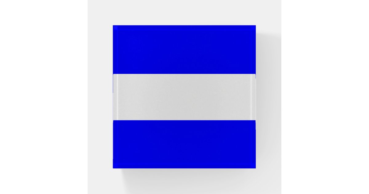 JULIET Nautical flag Blue White Stripe Paperweight | Zazzle