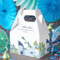 Juliette Dusty Blue Floral Wedding Gable Favor Box | Zazzle