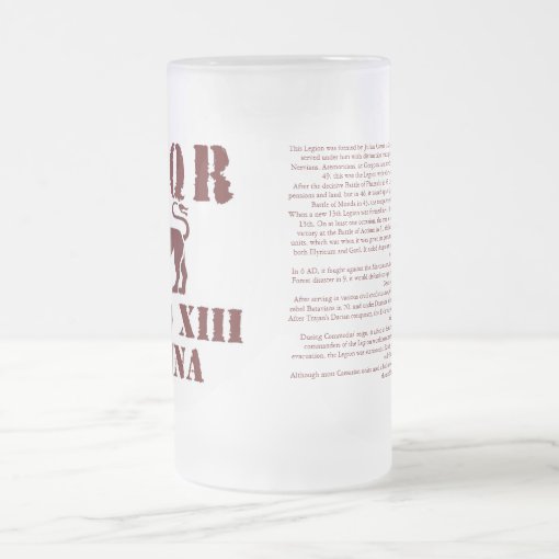 Julius Caesar's 13th Gemina Roman Legion Glass Frosted Glass Beer Mug ...