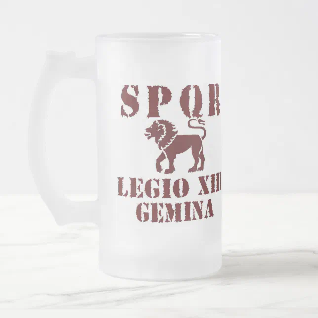 Julius Caesar's 13th Gemina Roman Legion Glass Frosted Glass Beer Mug ...