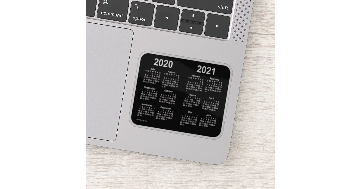 July 2020 Thru June 2021 Calendar by Janz Black Sticker | Zazzle
