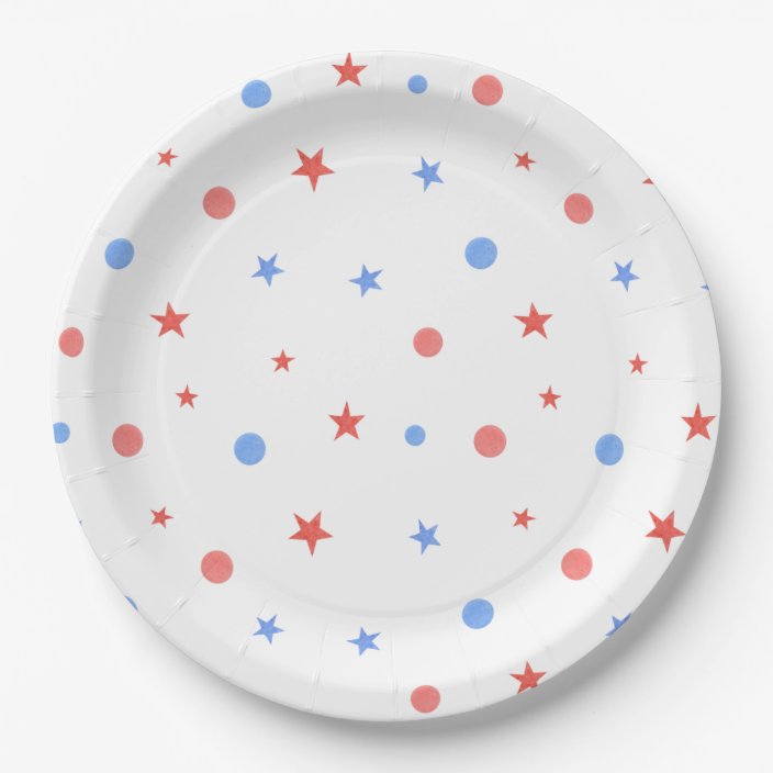 july 4 th red blue and white party paper plates | Zazzle.com