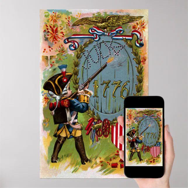 July 4th 1776 Minuteman Poster | Zazzle