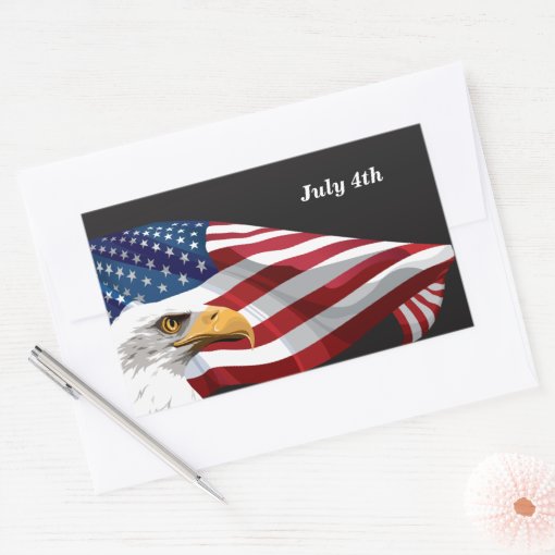 July 4th American Flag and Eagle Rectangular Sticker | Zazzle