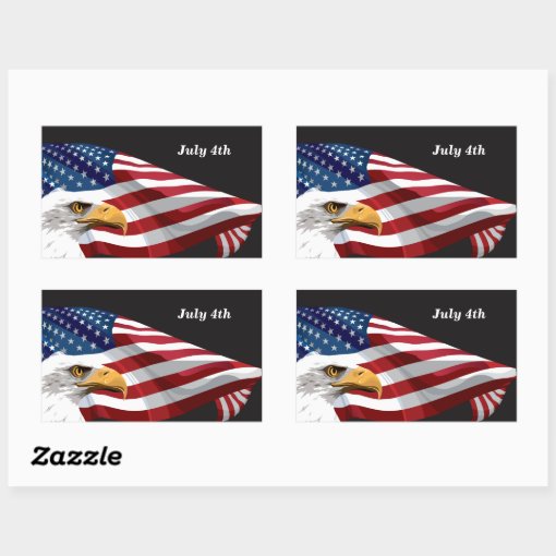 July 4th American Flag and Eagle Rectangular Sticker | Zazzle
