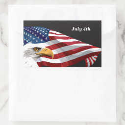 July 4th American Flag and Eagle Rectangular Sticker | Zazzle