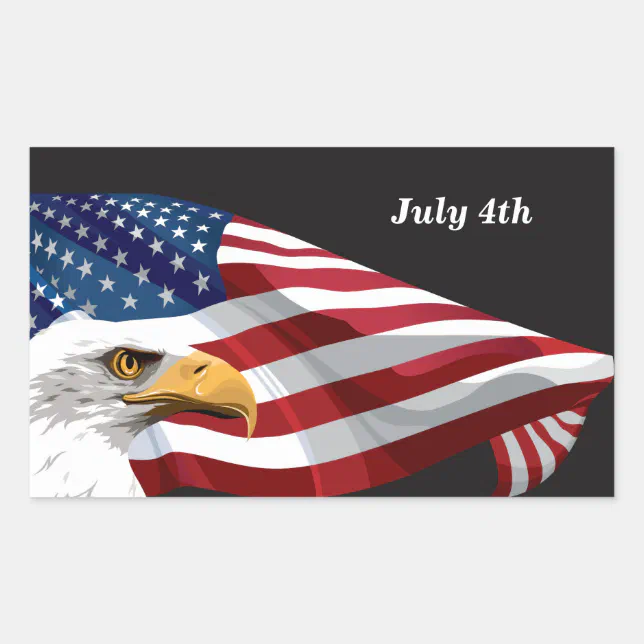 July 4th American Flag and Eagle Rectangular Sticker | Zazzle