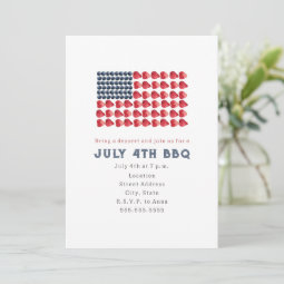 July 4th BBQ Cookout Flag Cake Independence Day Invitation | Zazzle