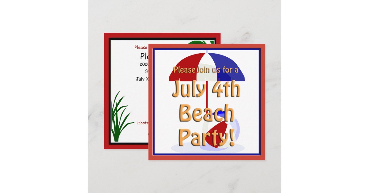 July 4th Beach Party Invite | Zazzle