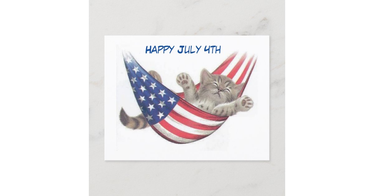 July 4th Cat Holiday Postcard | Zazzle