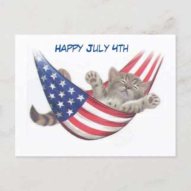 July 4th Cat Holiday Postcard | Zazzle