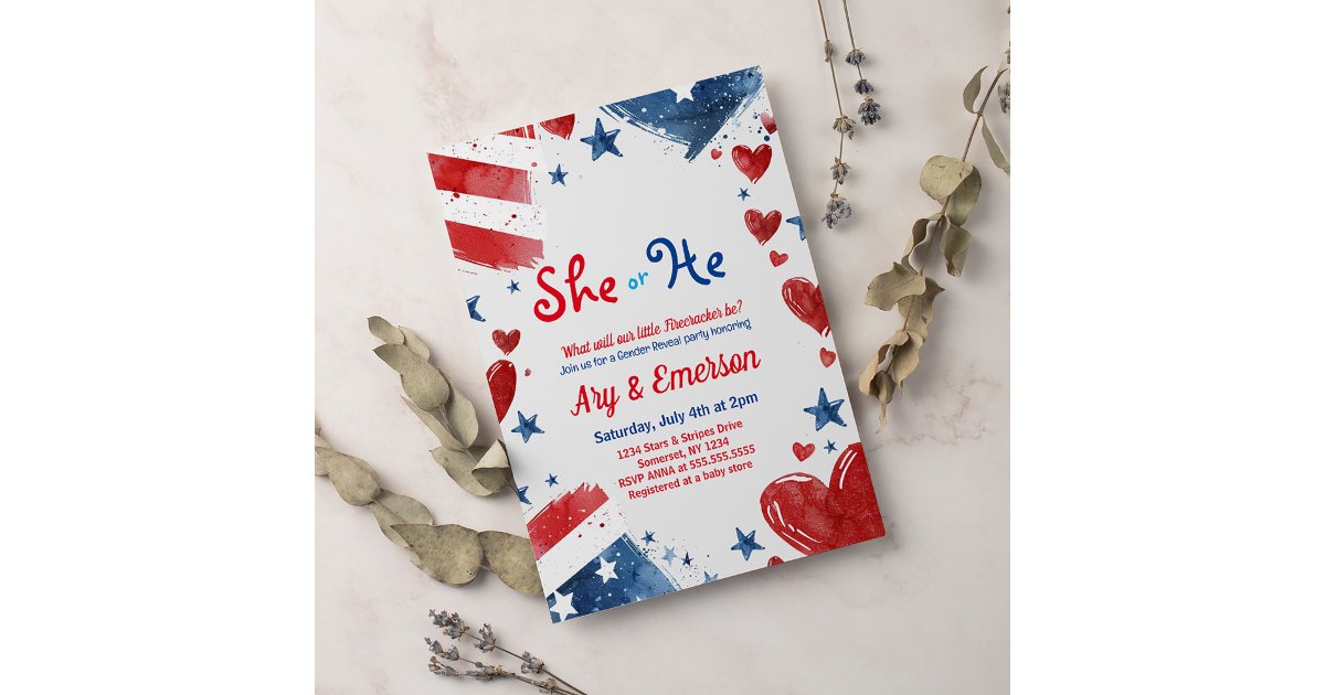 July 4th Gender Reveal Party Invitation | Zazzle