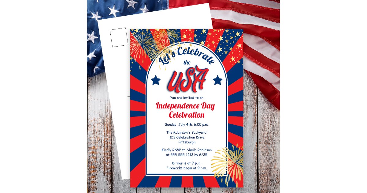 July 4th Independence Day Celebrate the USA Party Postcard | Zazzle