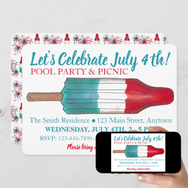 July 4th Party Rocket Pop Popsicle Fireworks Invitation | Zazzle