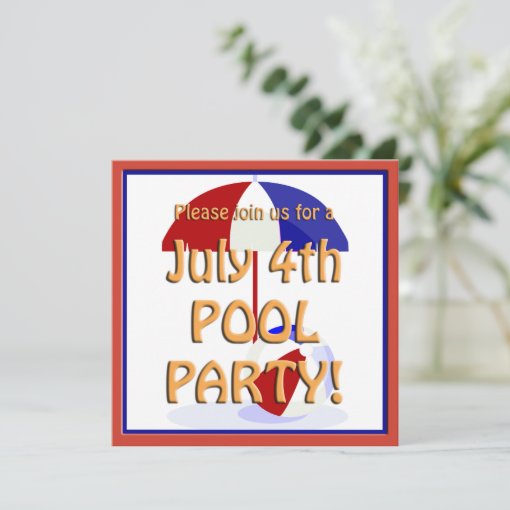 July 4th Pool Party Invite | Zazzle