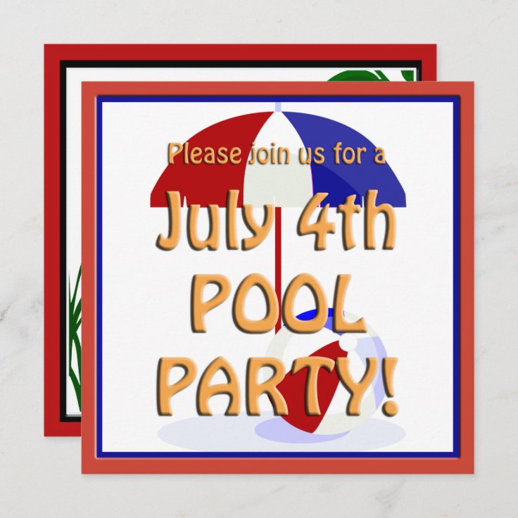 July 4th Pool Party Invite | Zazzle