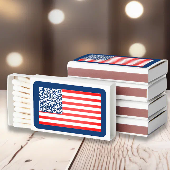 July 4th | QR Code US Flag Matchboxes | Zazzle