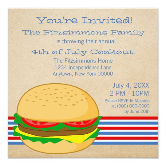 July 4th Striped BBQ Cookout Invite | Zazzle.com