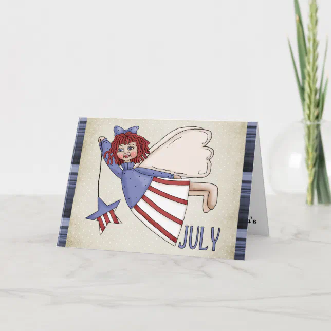 July Angel July 4th/Birthday Greeting Card | Zazzle
