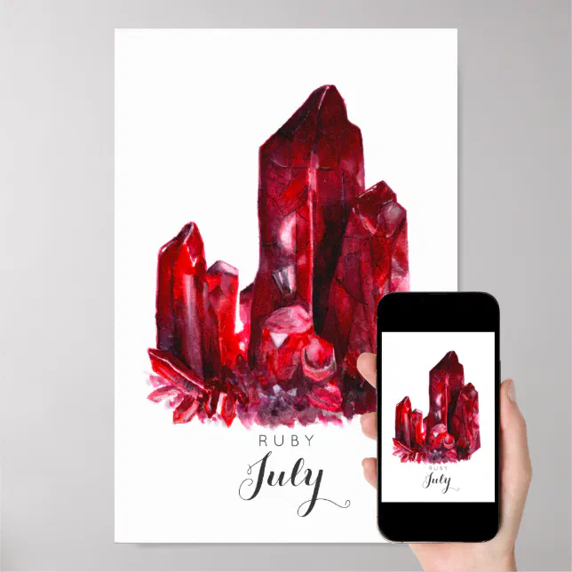 July Birthstone - Ruby Watercolor | Poster | Zazzle